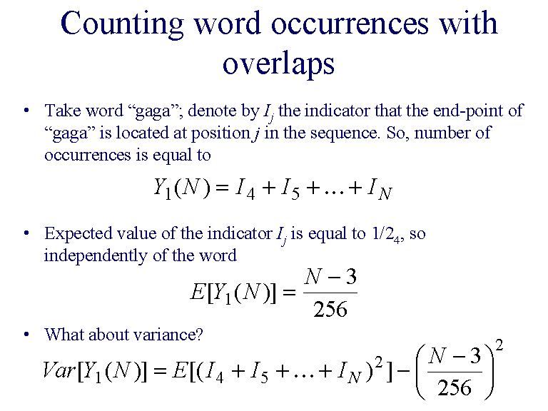 Counting word occurrences with overlaps